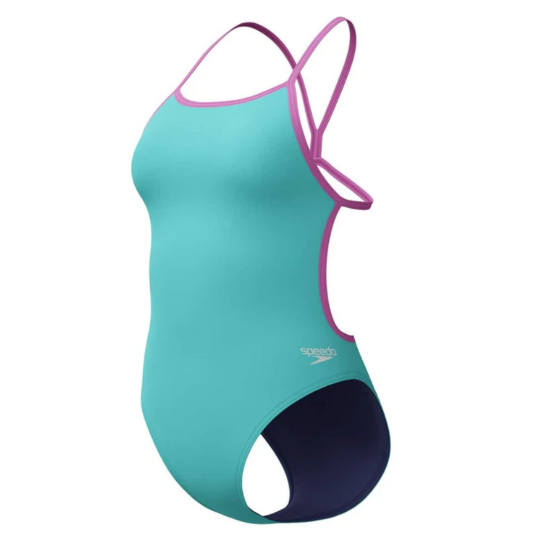 SPEEDO WOMENS SOLID VBACK VESTIDO DE BAÑO